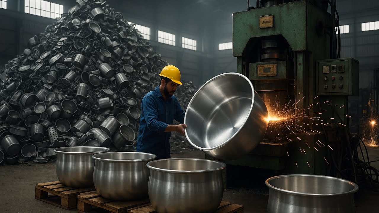 Largest Aluminum Cooking Pots (Patella) Manufacturing from Scrap ...