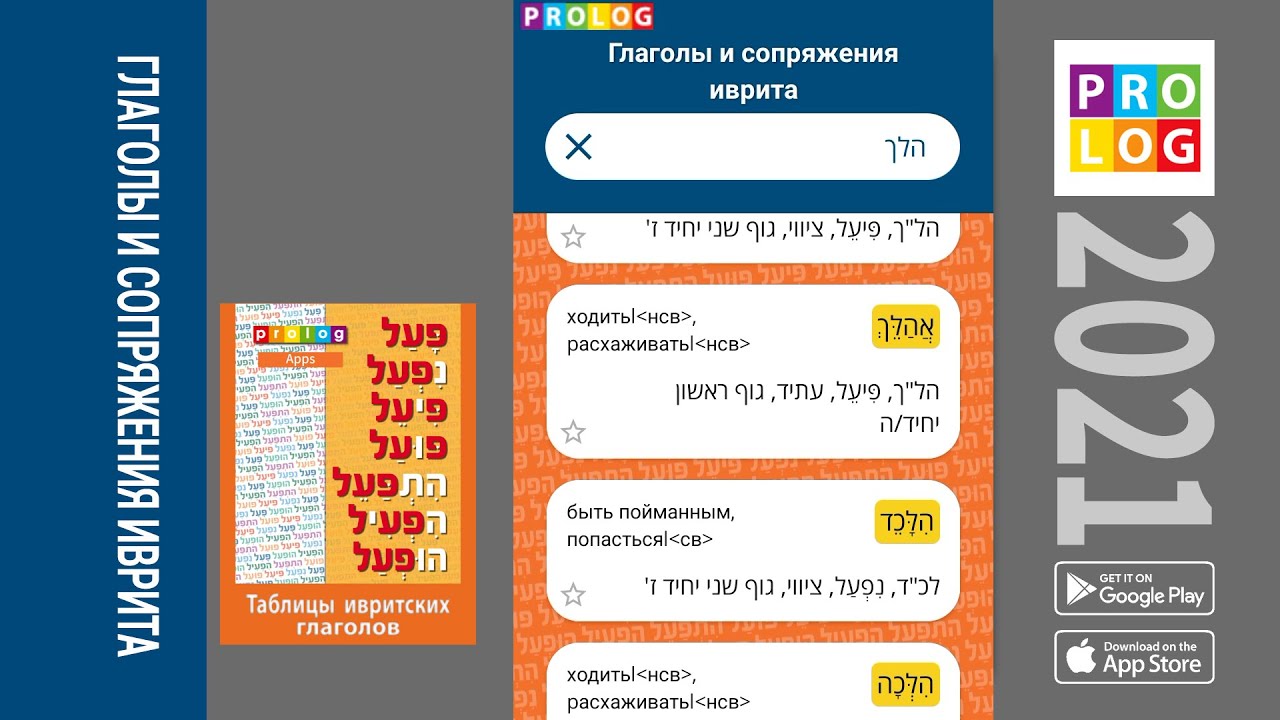 Иврит - Глаголы и сопряжения иврита | Prolog 2021 (pealim_rus) - YouTube