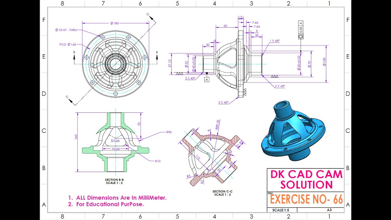 SolidWorks Tutorial For Beginners Exercise No 66 - YouTube
