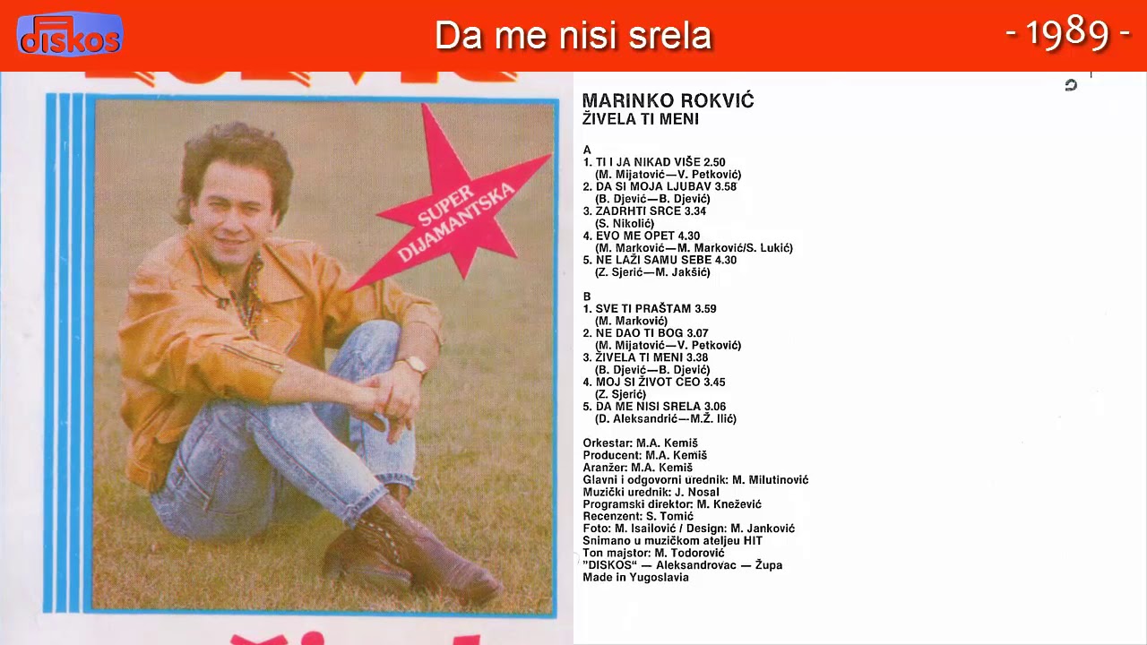 Marinko Rokvic - Da me nisi srela - (Audio 1989) - YouTube