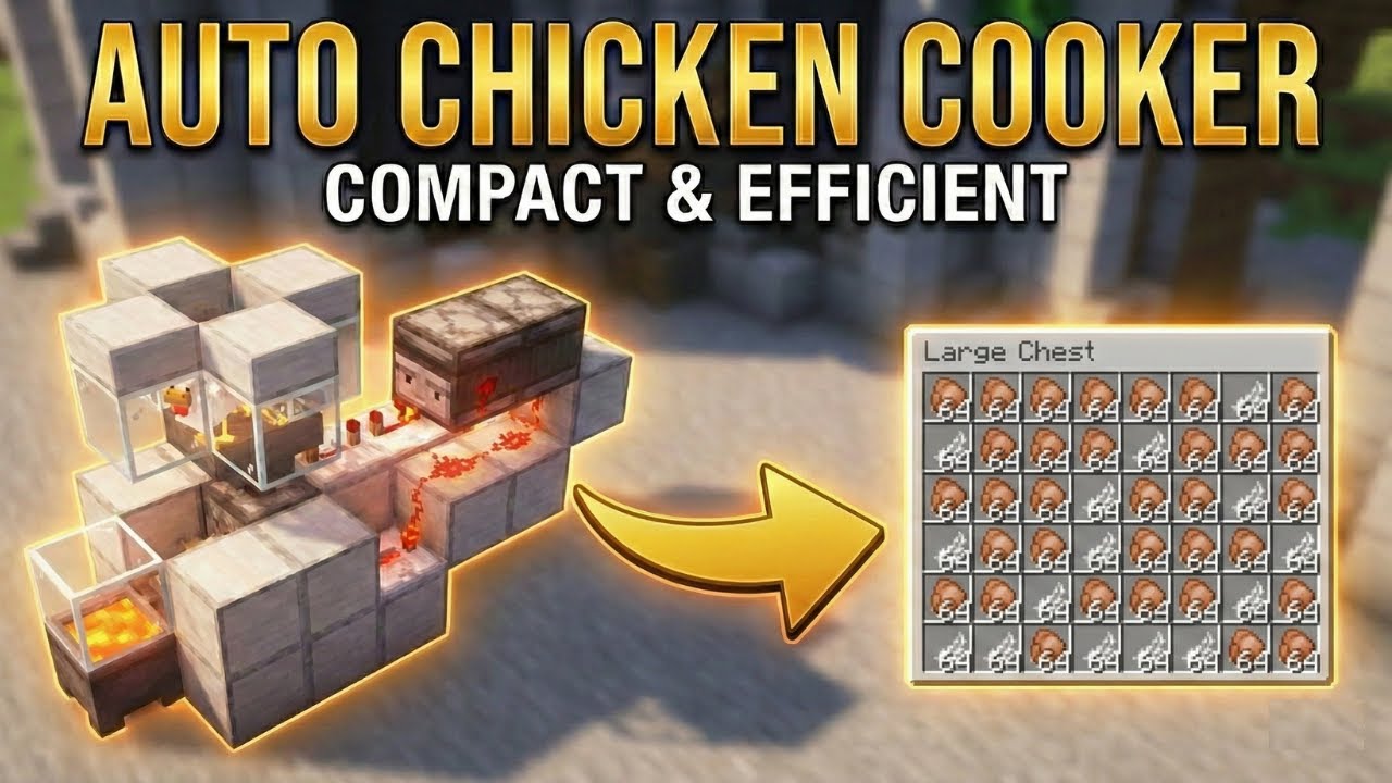 The EASIEST 100% Automatic Chicken Farm in Minecraft! (Infinite Food ...