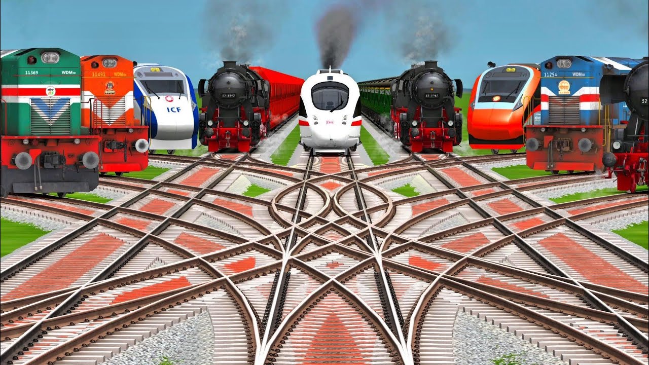 🚂 Back-to-Back Trains Crossing Curved Railroad Junctions | Thomas Train ...