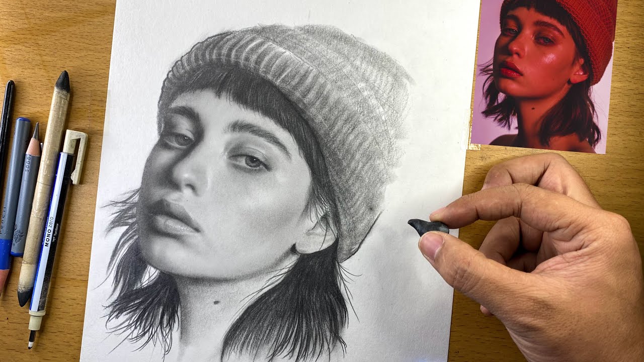 How to draw the Portrait of a girl with graphite pencil - YouTube