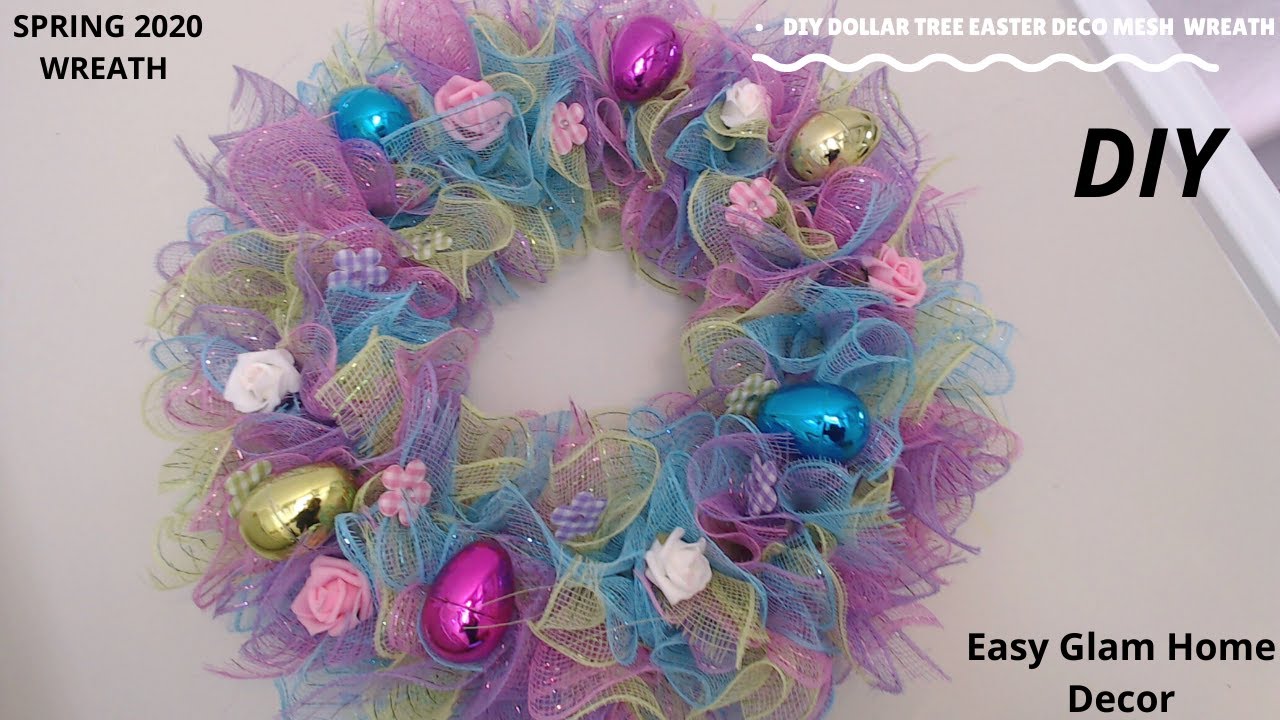 DIY Dollar Tree Deco Mesh Wreath Spring 2020 Wreath Glam Home Decor diy-dollar-tree-deco-mesh-wreath-spring-2020-wreath-glam-home-decor