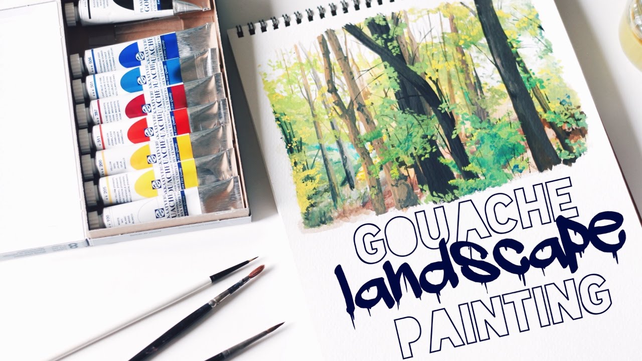 Forest · Gouache Landscape Painting Time-Lapse · SemiSkimmedMin - YouTube