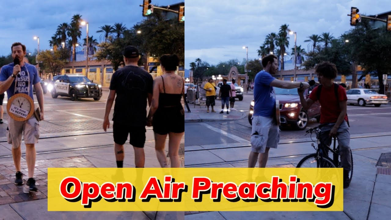 Many Hear The Gospel Downtown During Open Air Preaching - YouTube