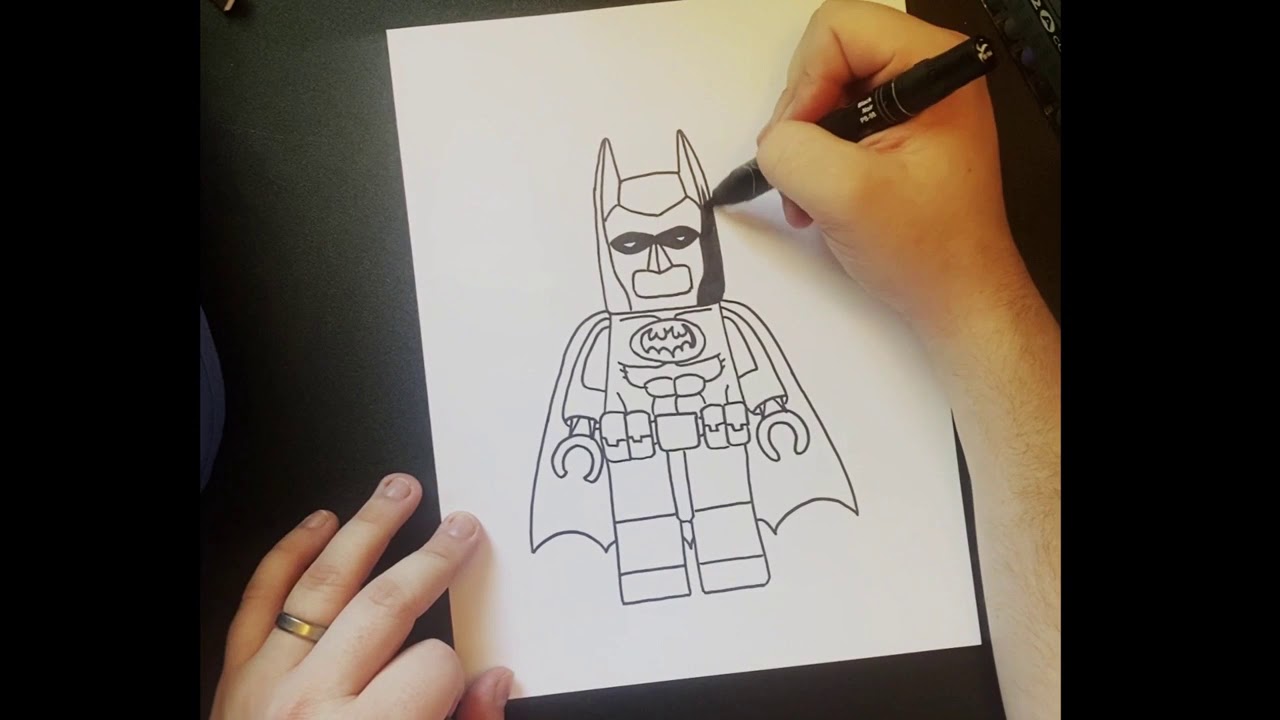How To Draw Cartoon Lego Batman - YouTube