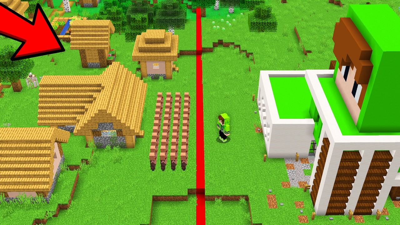 The Villagers SPLIT The Village In Half In Minecraft... - YouTube