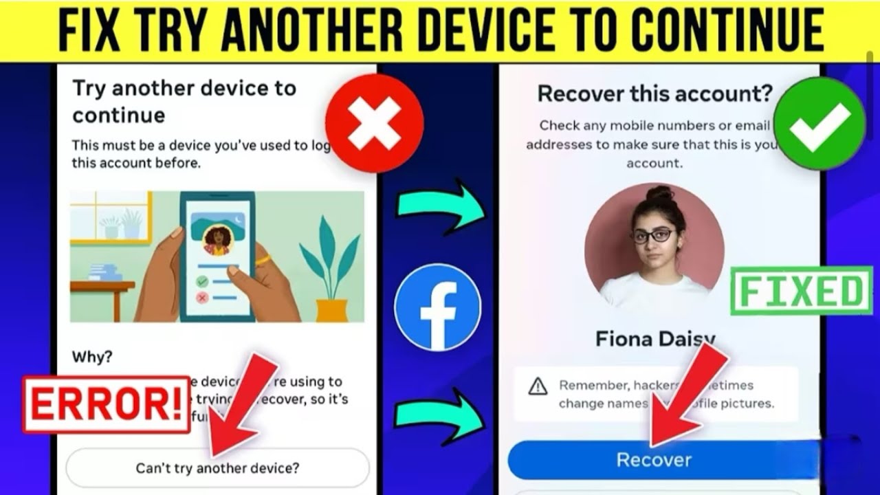 How to Fix Try Another Device To Continue Facebook Problem || How to ...