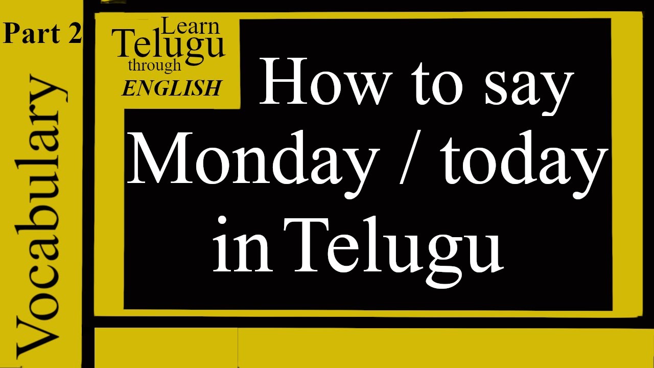 Days of Week in Telugu | Learn Telugu | Vocabulary | Words - YouTube