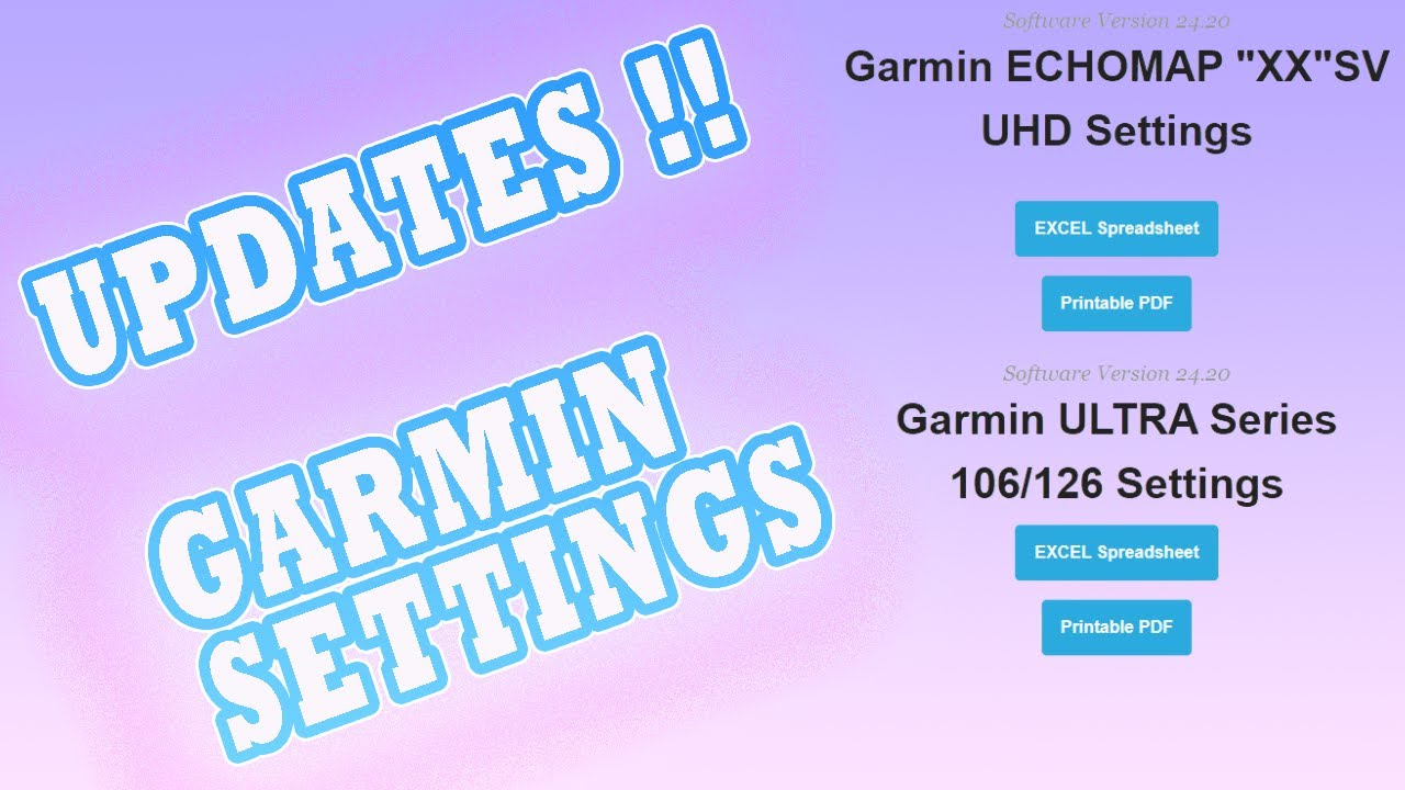 UPDATED SETTINGS SPREADSHEET!! Garmin UHD and ULTRA series ...