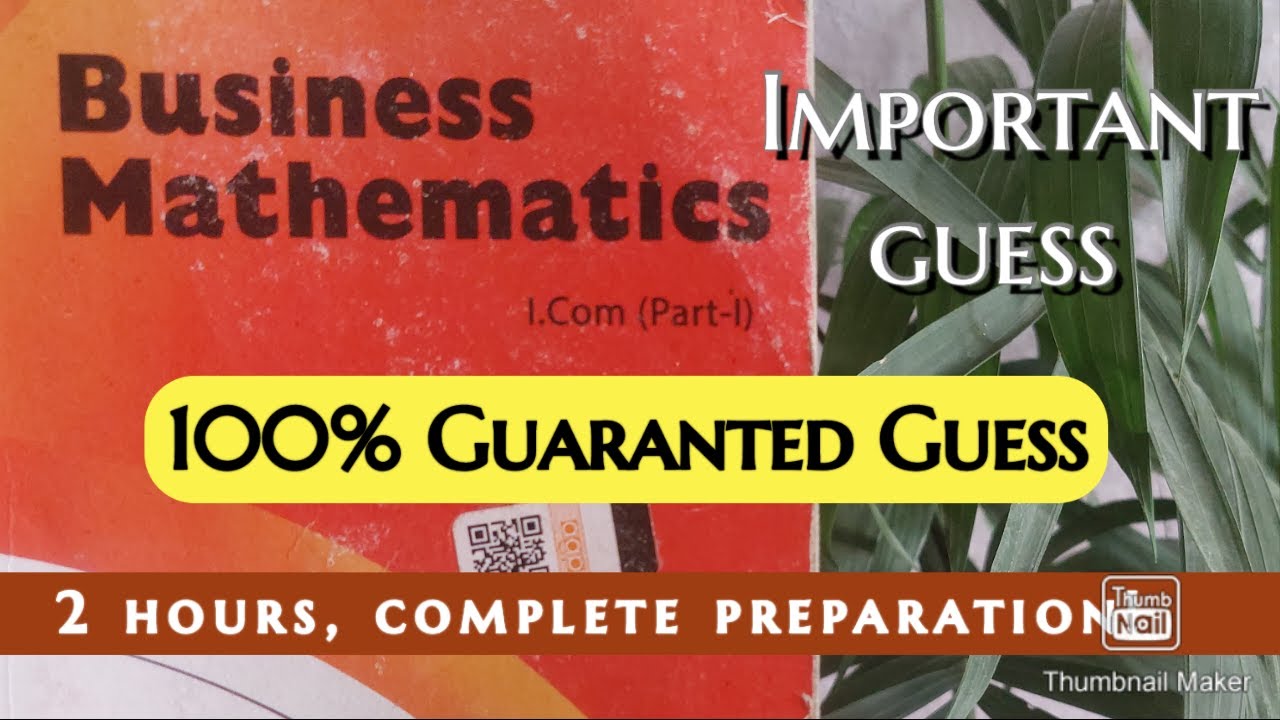 Important Guess For Business Mathematics ICOM Part-1 #trending # ...