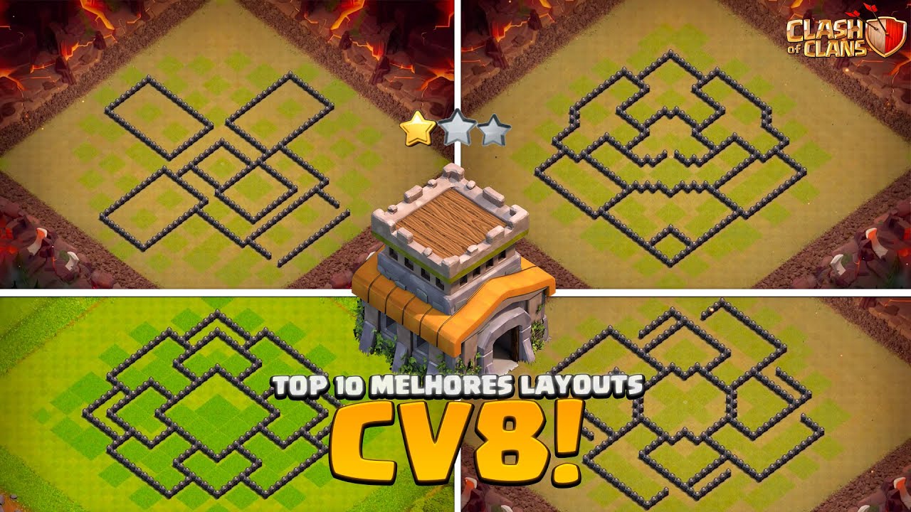 MELHORES LAYOUTS CV8 PARA FARM, PUSH E GUERRA NO CLASH OF CLANS! - YouTube