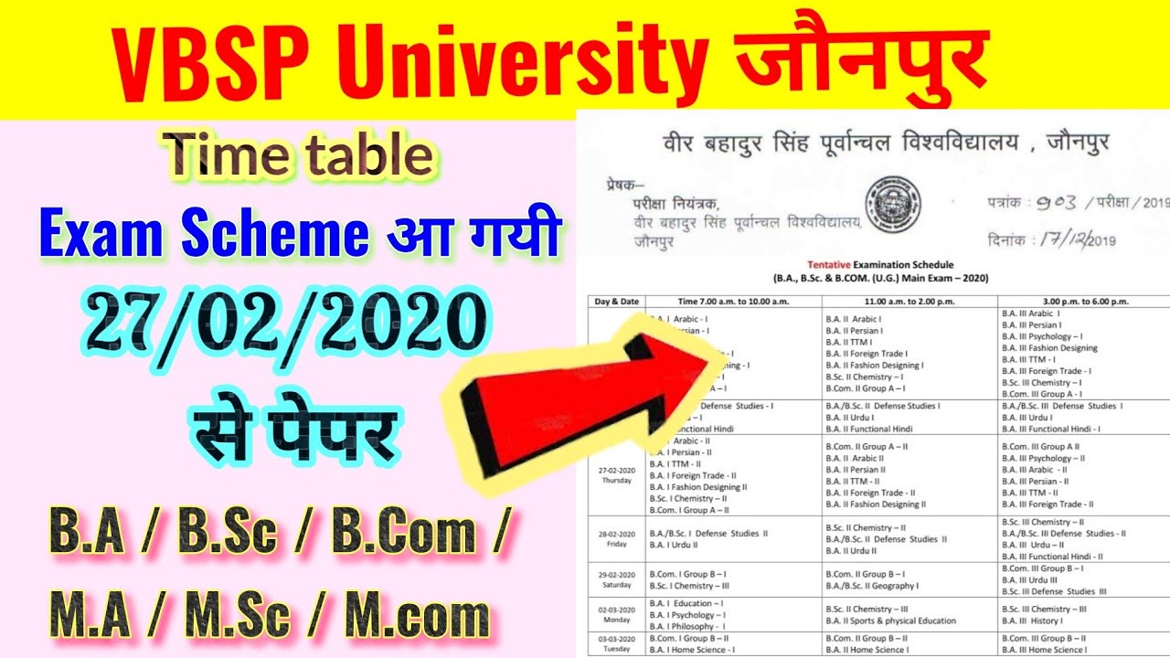 VBSPU Exam Scheme 2020 B A B Sc B Com VBSP University Time Table vbspu-exam-scheme-2020-b-a-b-sc-b-com-vbsp-university-time-table
