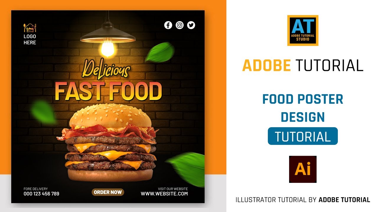 Adobe Illustrator How to Learn to make Food Poster - YouTube