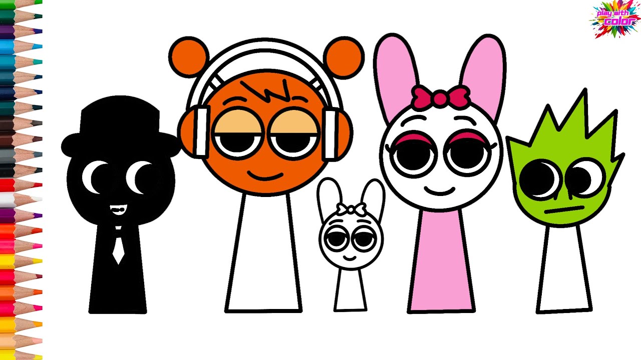 How to draw cute fun Pinki Oren and Black from Sprunki | Easy tutorial ...