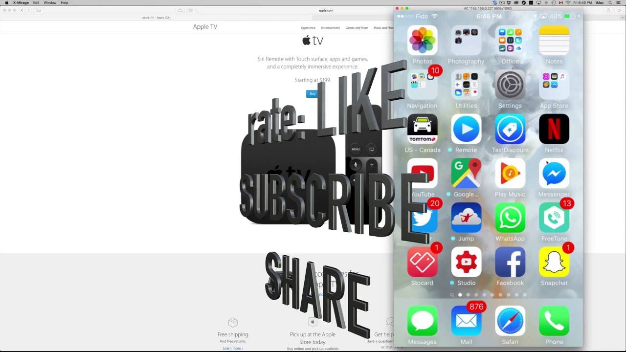 How to Airplay in iOS 9.3.5 - iPhone iPad iPod - mirror airplay - YouTube