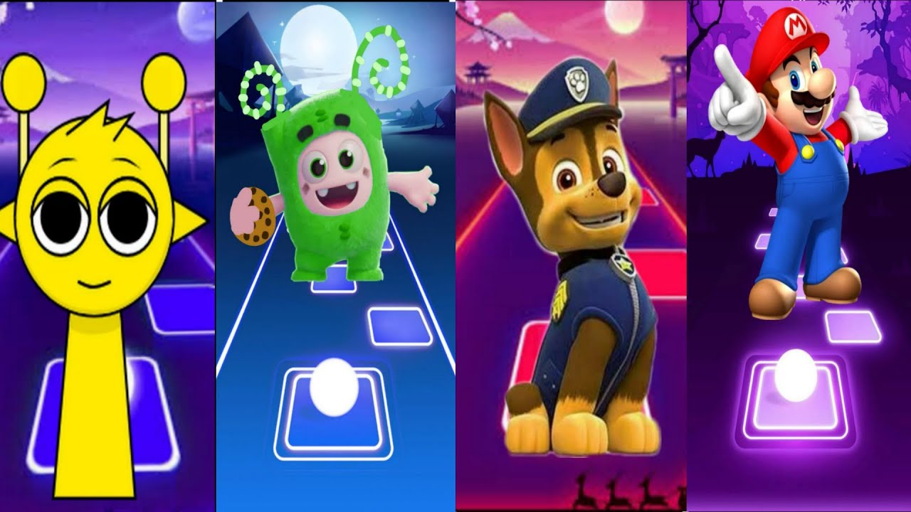 Spunki VS Oddbods VS Paw Patrul VS Super Mario Tiles Hop 1000k - YouTube