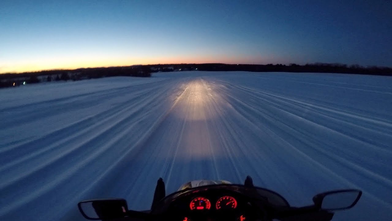 Evening-Night Snowmobile Ride. Maine. - YouTube