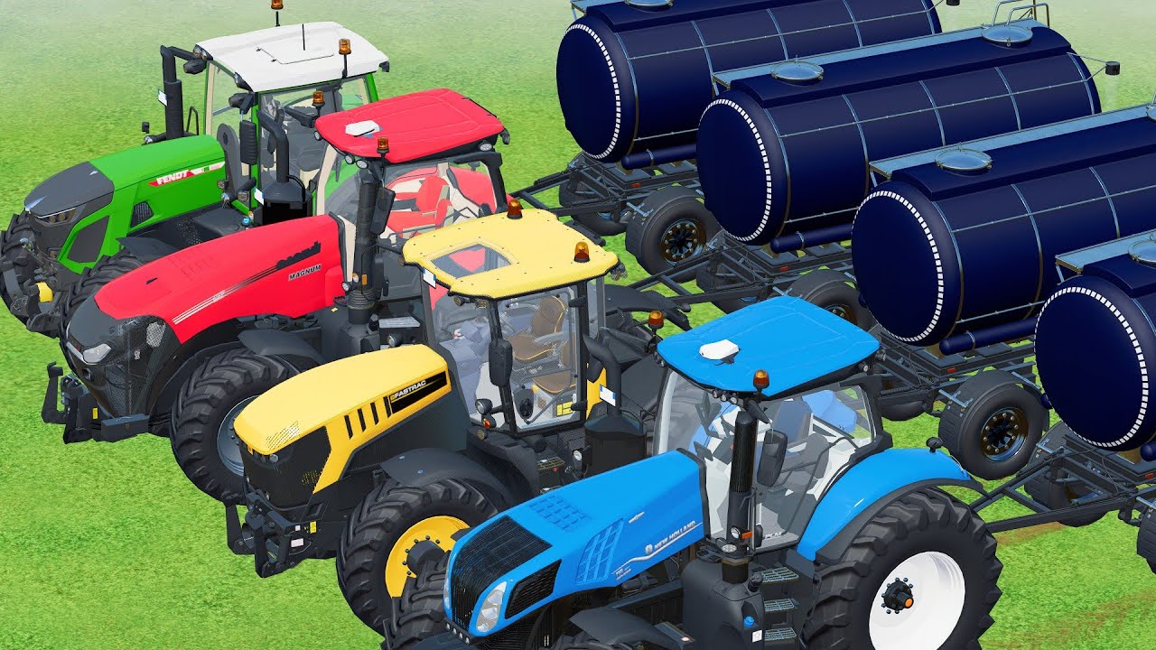 BIG Tractors! EXTREME Muddy Parkour VS OVERLOAD TANKER DARK BLUE PAINT ...
