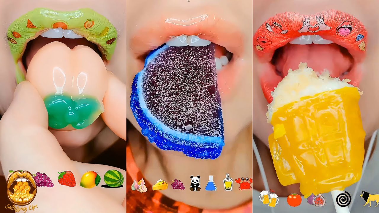 Satisfying ASMR Eating Emoji Food Challenge Mukbang 먹방 - YouTube