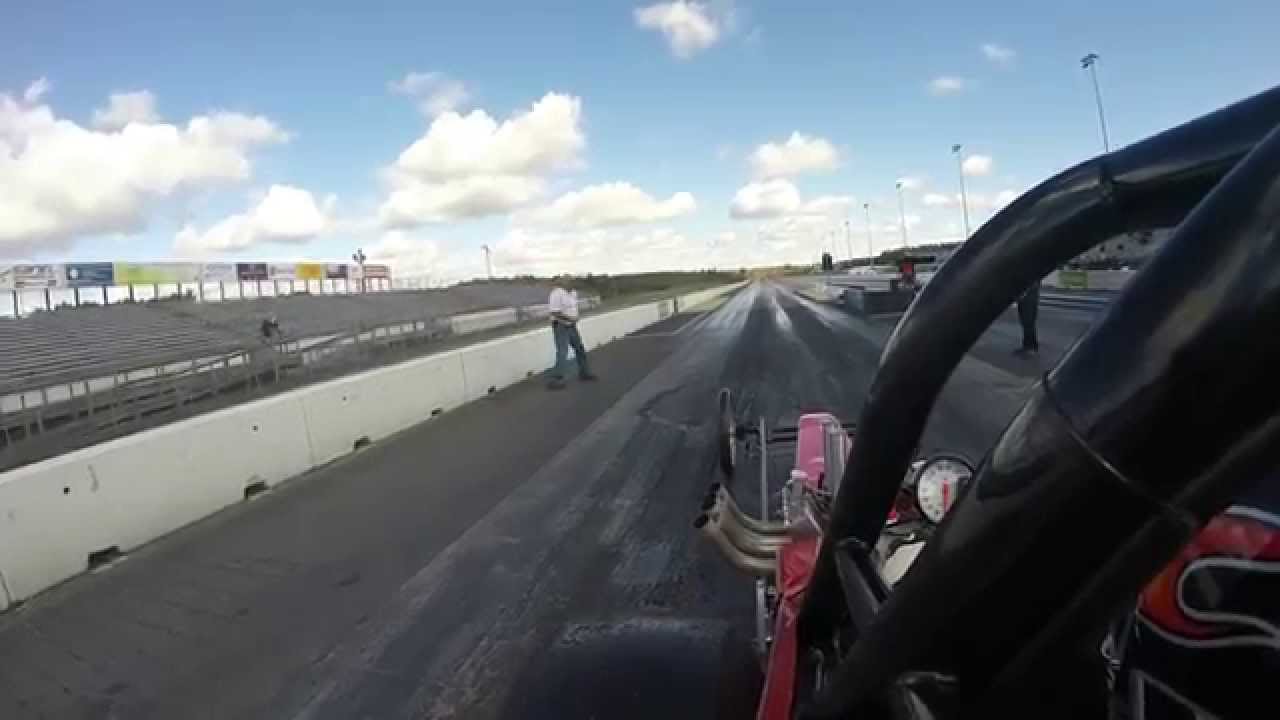 Small block alcohol dragster ride along gopro roll bar mount - YouTube