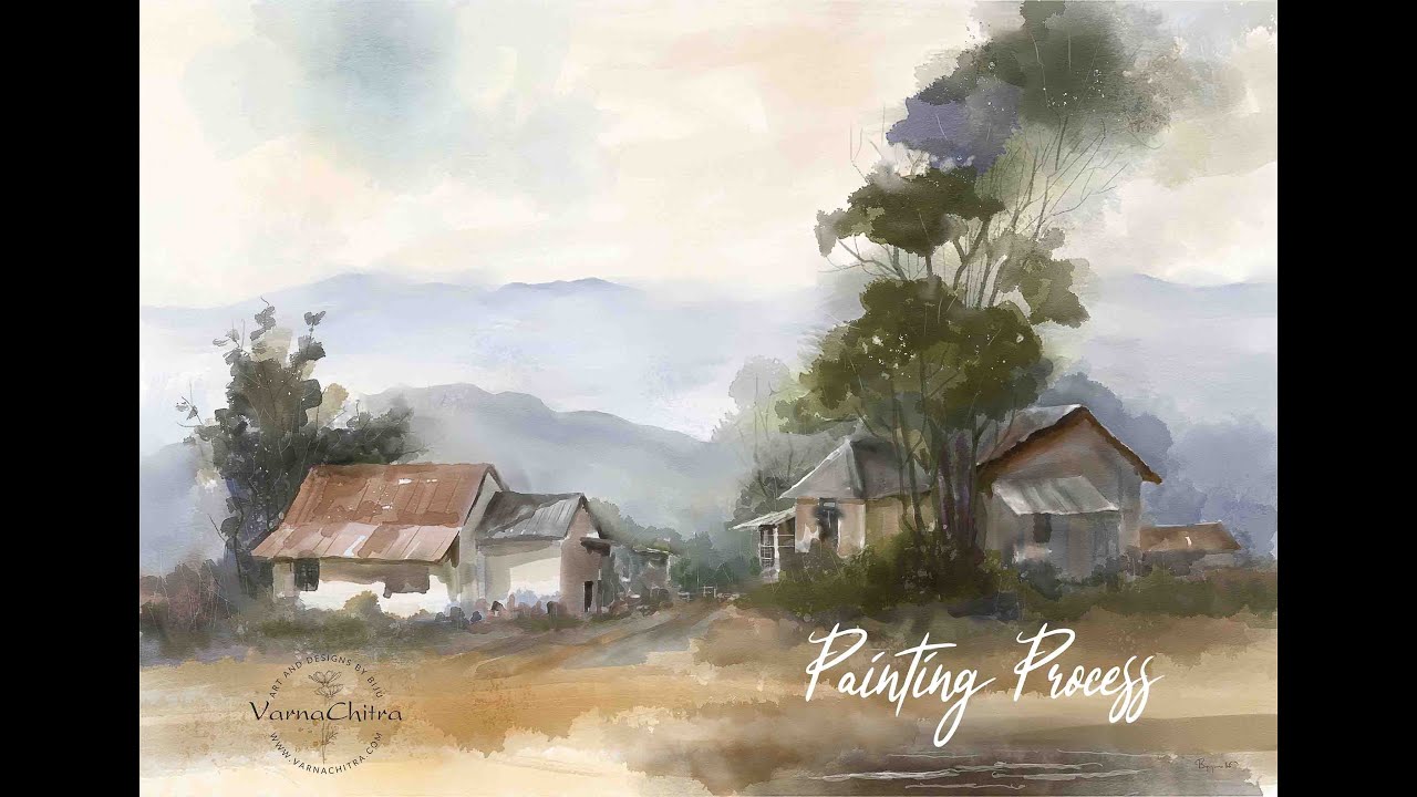 Watercolor Landscape Painting in Subdued Colors by Biju, Varnachitra ...