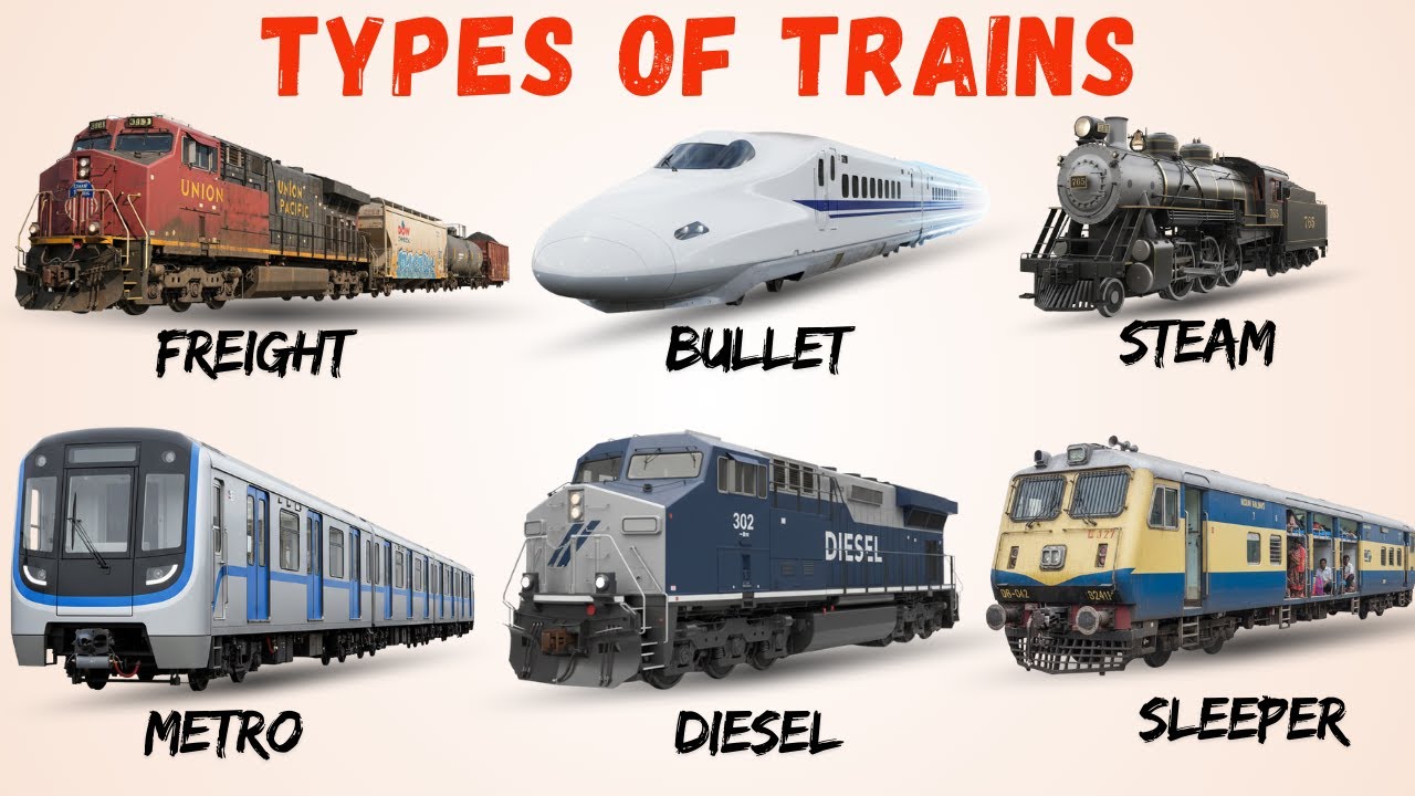 Types of Trains for Kids | Train Names & Railway Transport Learning in ...