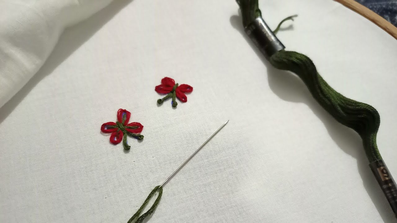 How to make the butterfly 🦋 with the needle thread embroidery 🪡🧵 day 2 ...