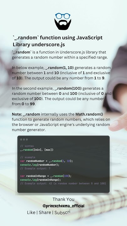 `_.random` function using JavaScript Library underscore.js ( #shorts ) - YouTube