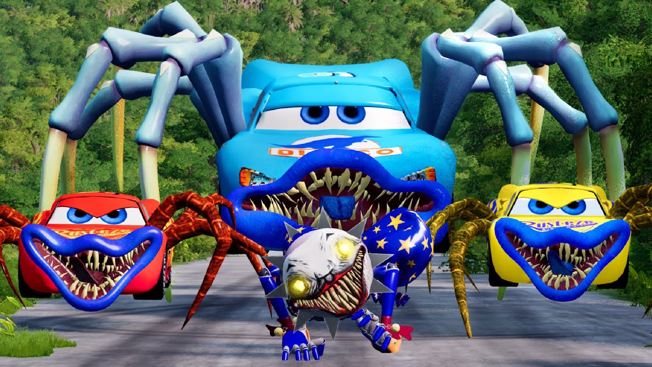 Epic battle between Lightning McQueen Eater & Dinoco Eater VS Momo ...