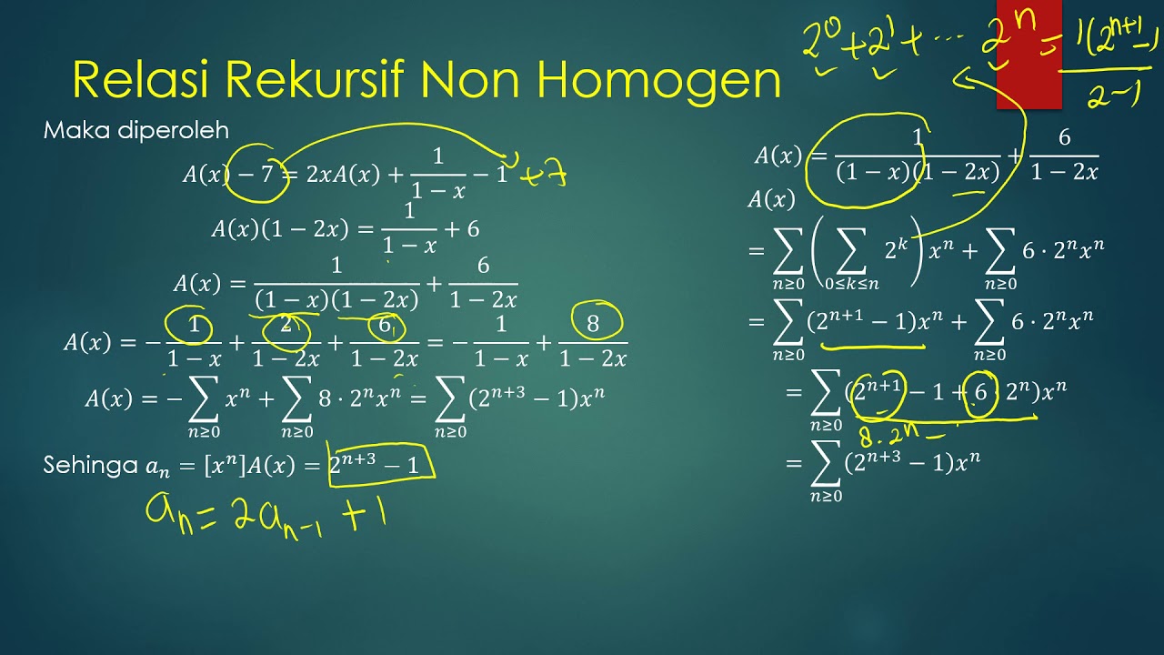 9b Fungsi Pembangkit untuk Relasi Rekursi Orde Pertama - YouTube