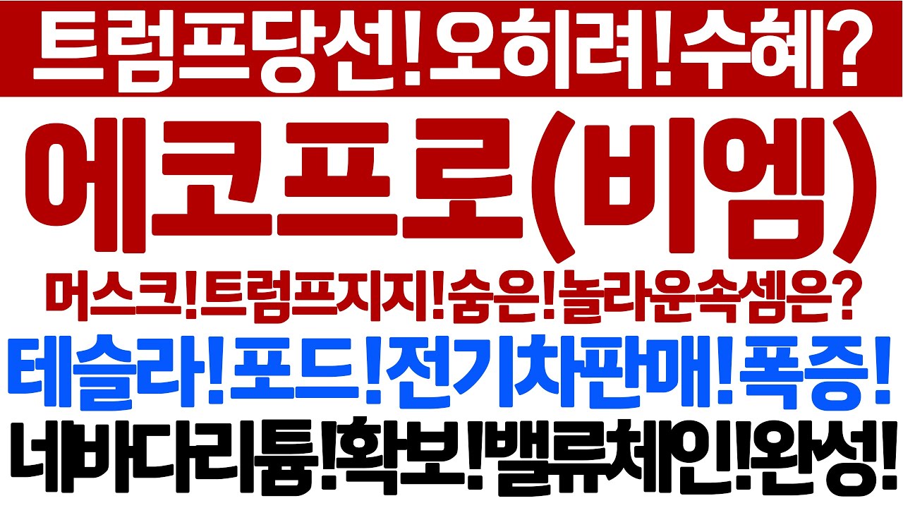 에코프로에코프로비엠트럼프당선오히려호재일론머스크지지이유는네바다리튬확보밸류체인완성외인평단가대비2배상승가능