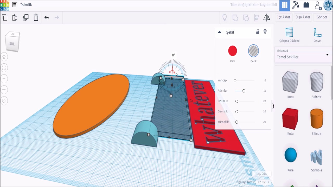 Tinkercad ile Masaüstü İsimlik Tasarımı - YouTube