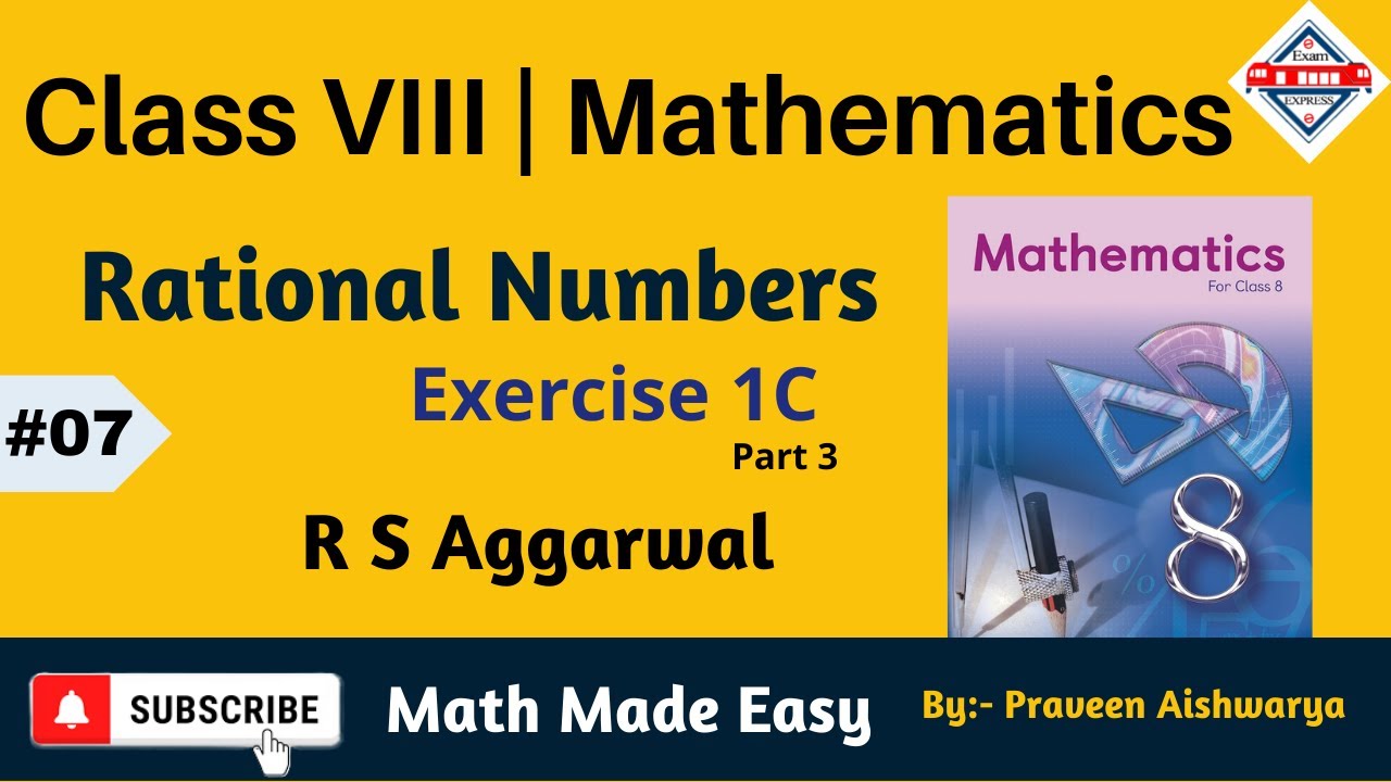 Class 8 Math: Rational Numbers | R S Aggarwal | Exercise 1C Part 3 ...