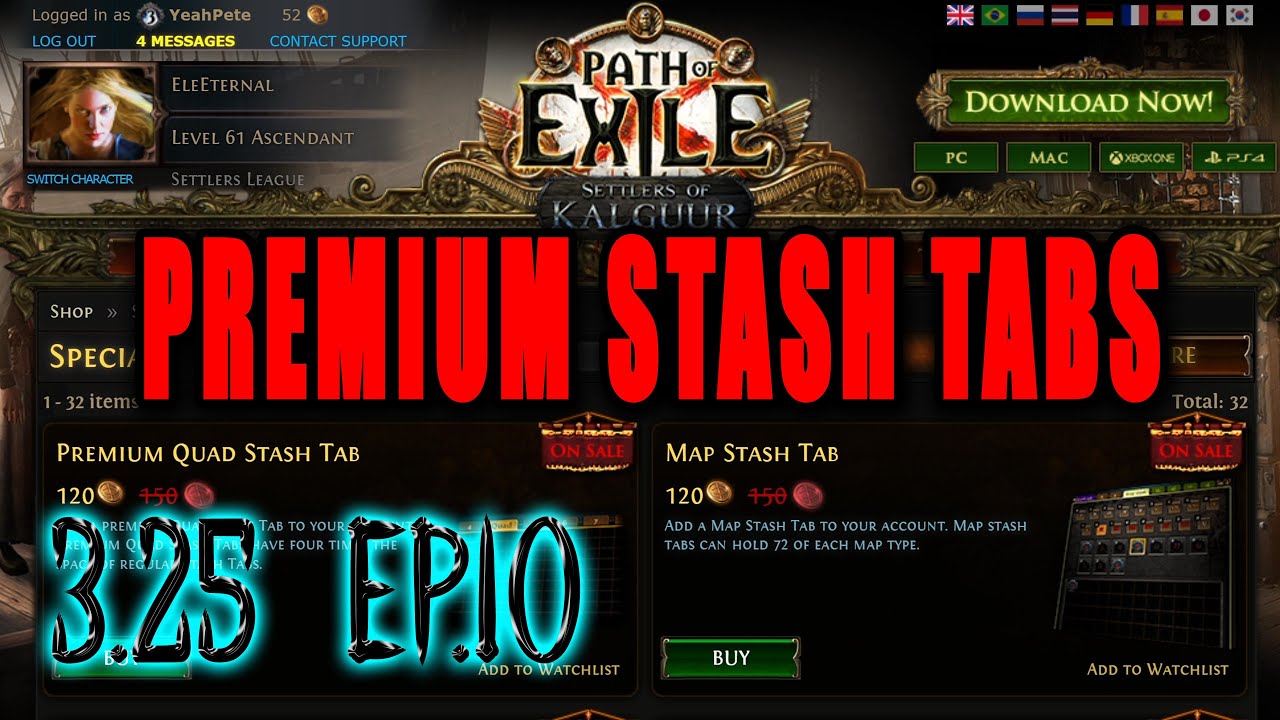 PoE 3.25 - Ep. 10 - Premium Stash tabs for Trading | GameWithSki - YouTube