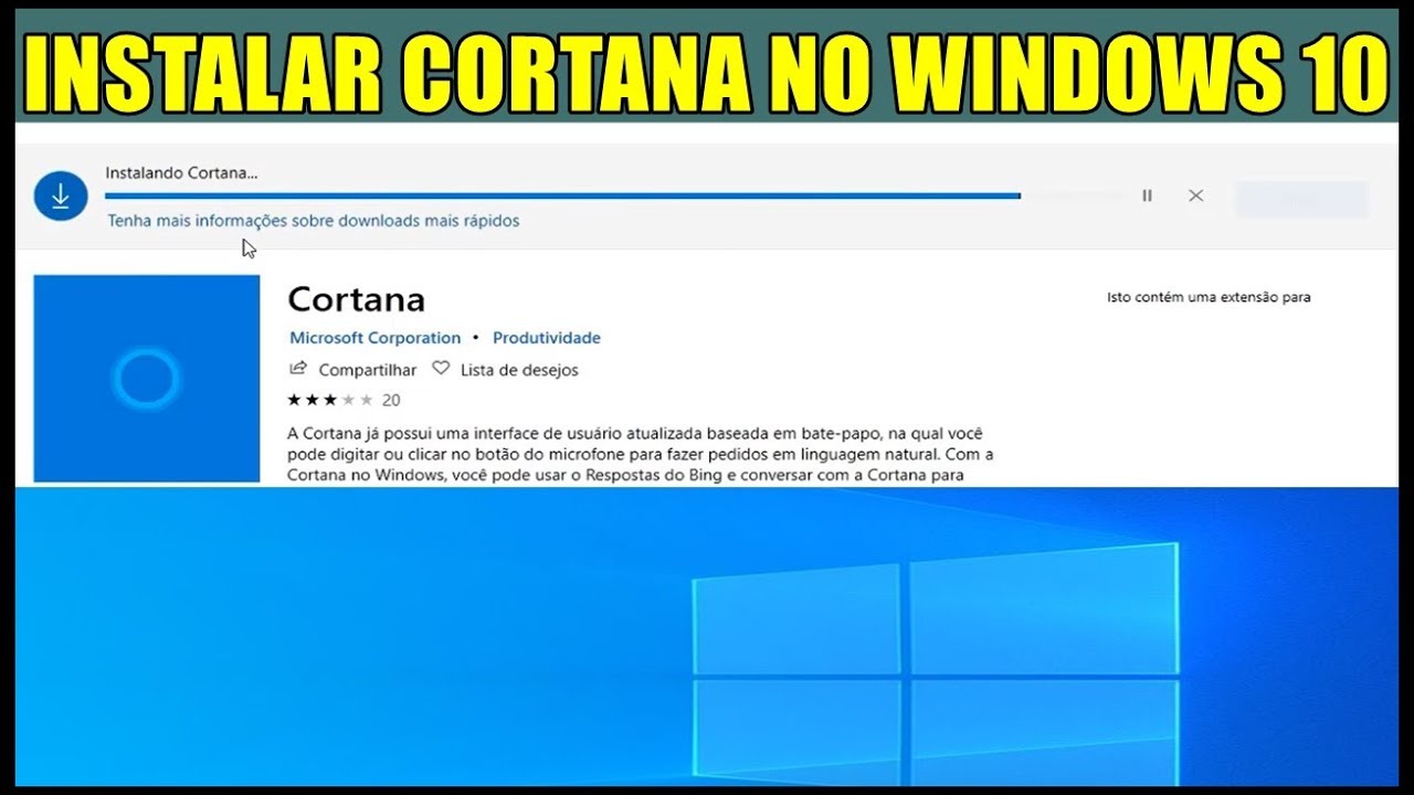 Como Instalar a CORTANA no PC e Notebook Com Sistema Windows 10 - YouTube