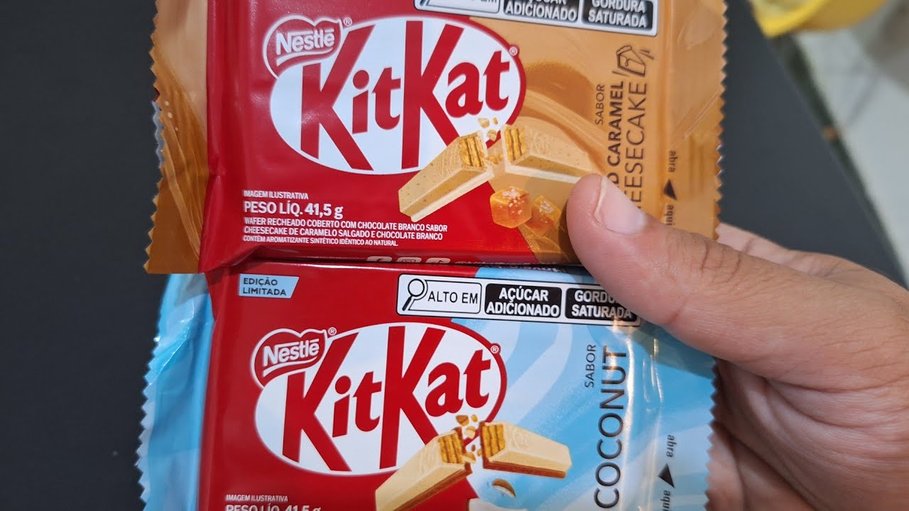 Novos sabores de Kit Kat - Caramel Cheesecake e Coconut - YouTube