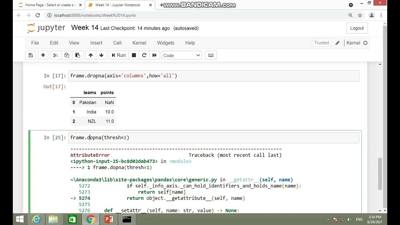 108. Specifying threshold option with Dropna in pandas: Removing null values - YouTube