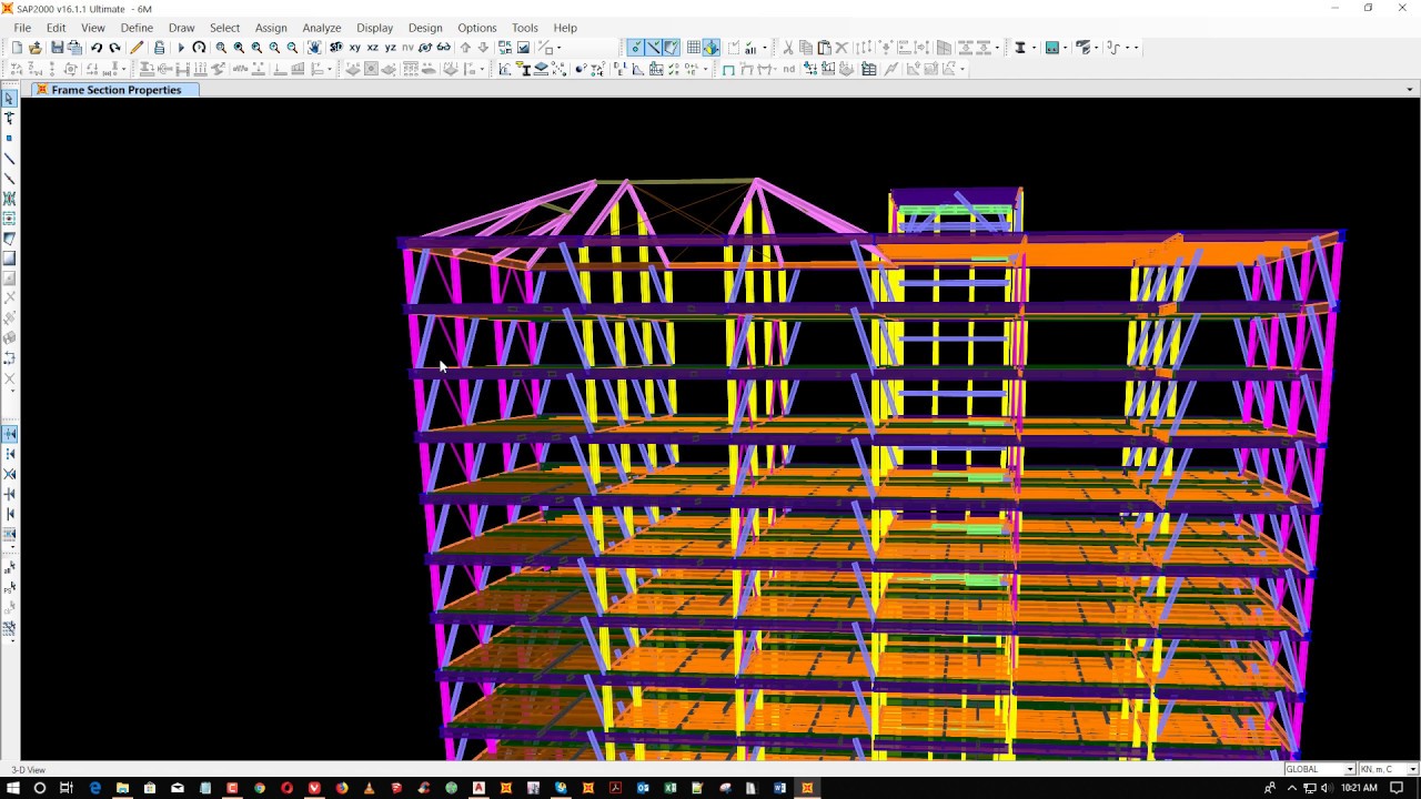 How to design sap2000 of high rise steel structure building 5 - YouTube