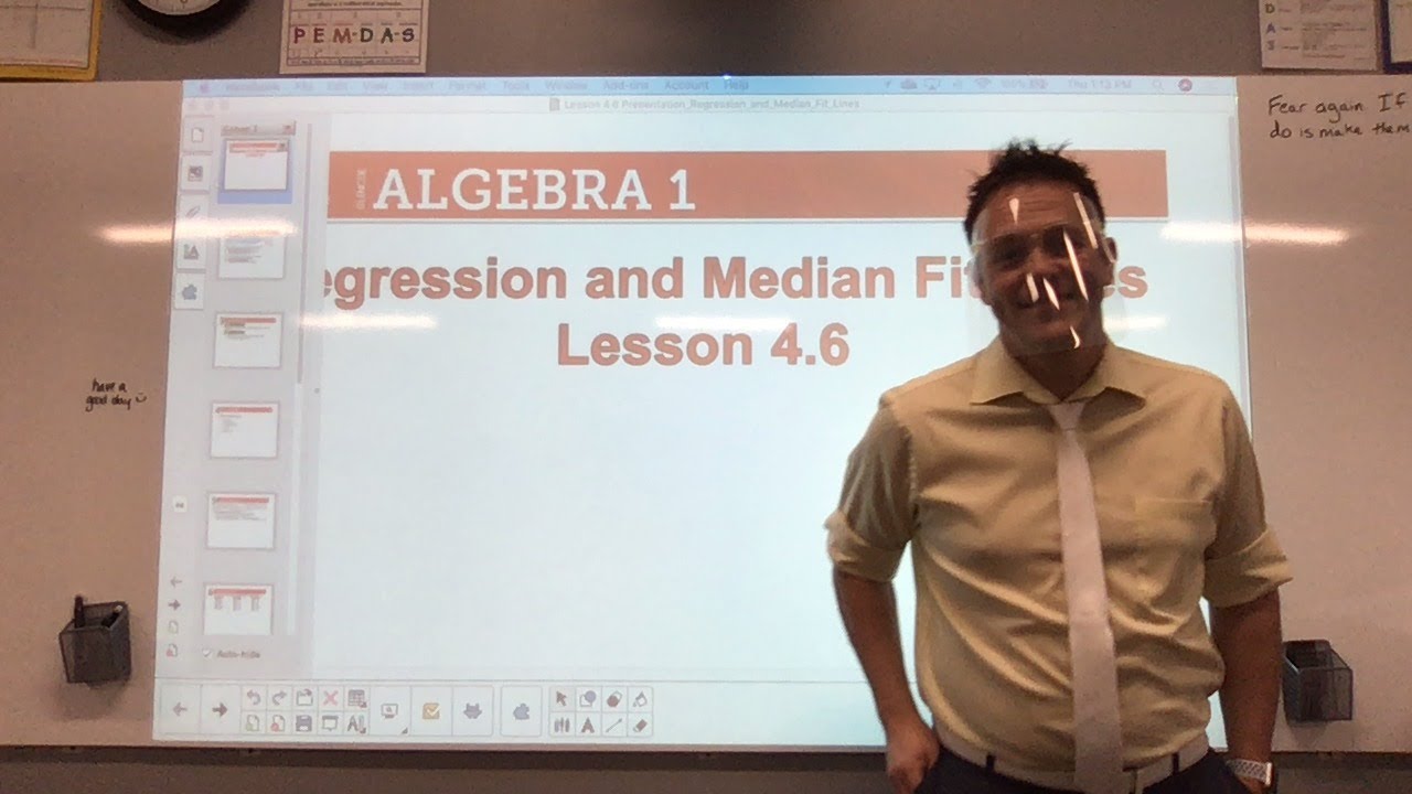 6th Hour Algebra 1 - Lesson 4.6 - Regression and Median Fit Line - YouTube