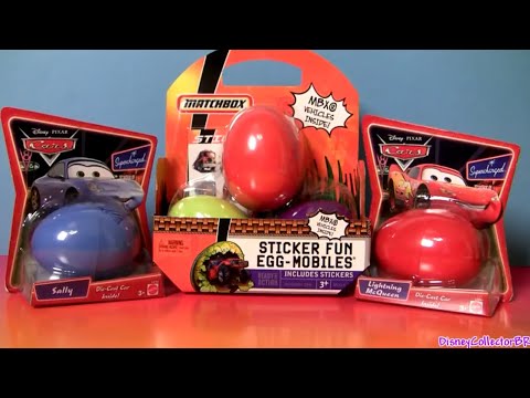 Disney Cars Supercharged Egg Lightning McQueen, & Sally + Matchbox Sticker Fun Egg-Mobiles Review