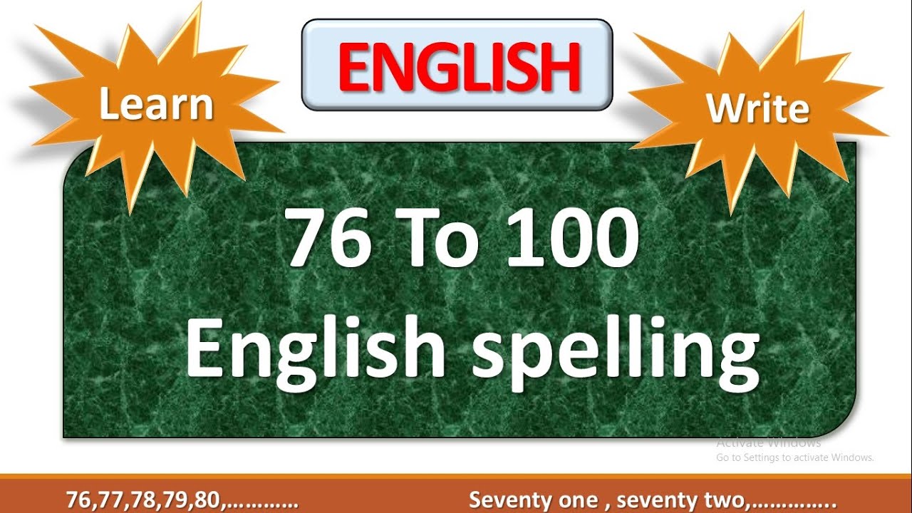 76 to 100 NUMBERS AND NUMBERS SPELLING - YouTube