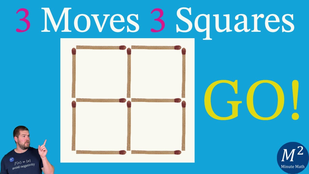 Can YOU Make 3 Squares with Just 3 Moves? Minute Math - YouTube