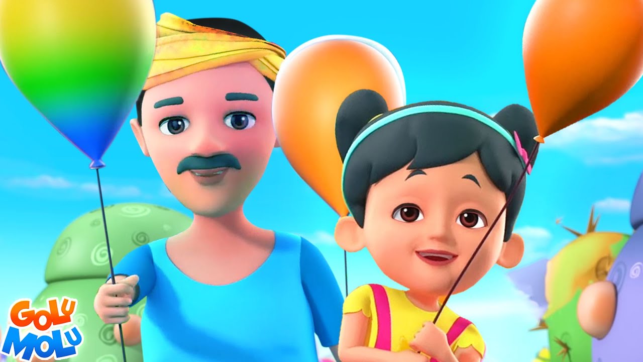 Gubbare Wala Hindi Rhyme, गुब्बारे वाला, Balloon Song for Kids, Golu ...