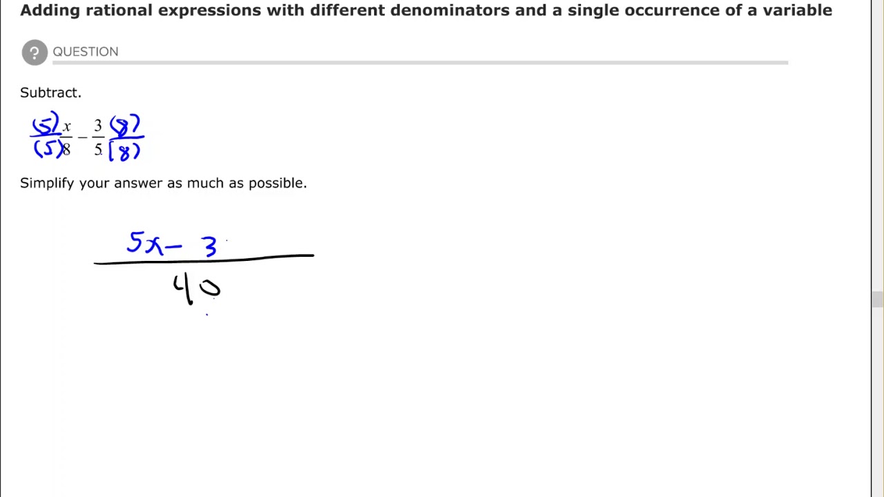 Adding Rational Expressions With Different Denominators And A Single adding-rational-expressions-with-different-denominators-and-a-single