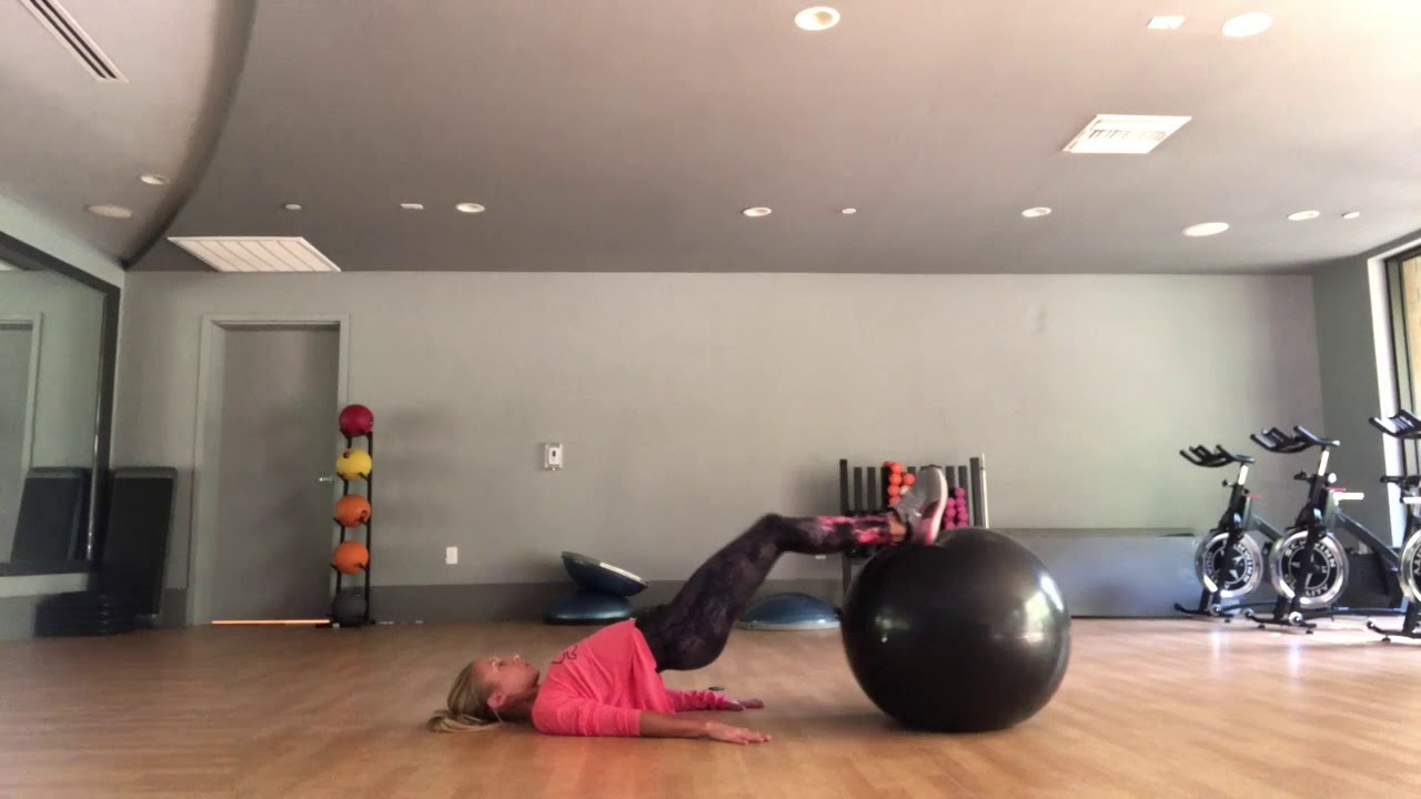 B Strong: Stability Ball Hamstring Curls - YouTube