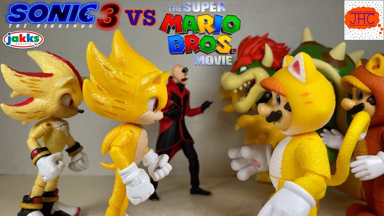 SONIC THE HEDGEHOG Movie vs SUPER MARIO BROS Movie Action Figure Review ...
