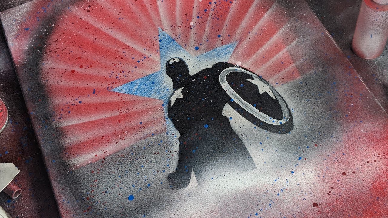 Captain America spray paint art. RBSPRAYART - YouTube
