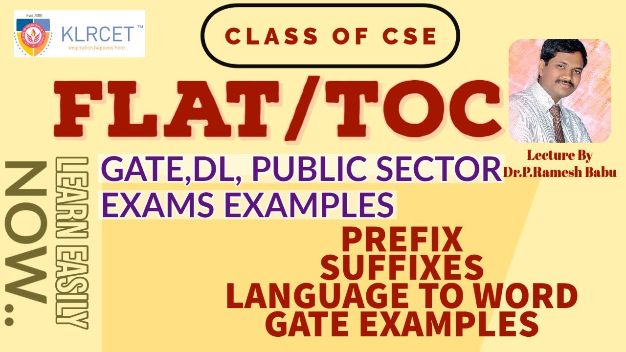 8 CSE: FLAT/TOC GATE Prefix suffixes languages to word - Examples By Dr ...